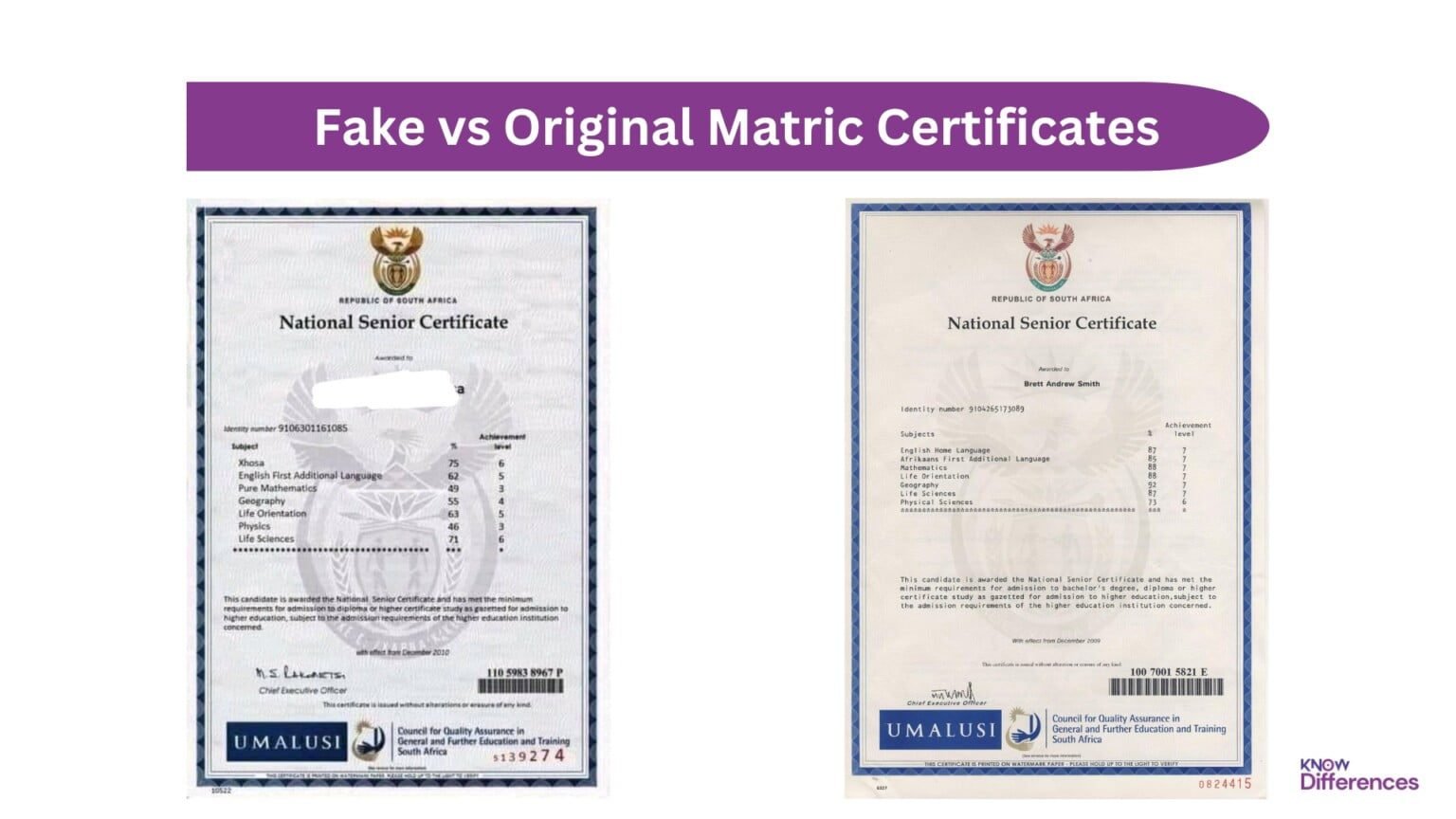 Difference Between Fake and Original Matric Certificate Difference Between Fake and Original Matric Certificate